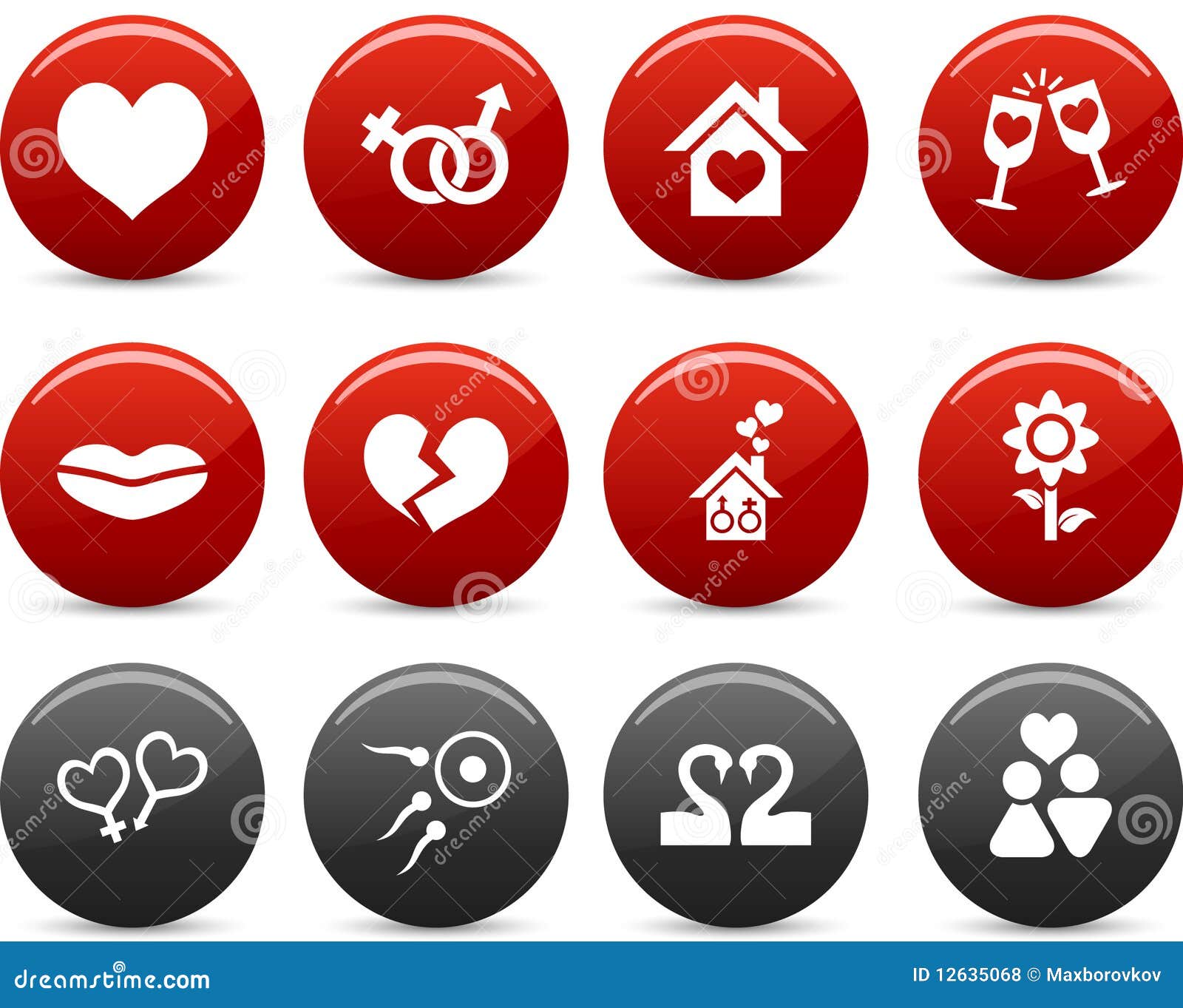 Love icons. stock vector. Illustration of lips, home - 12635068