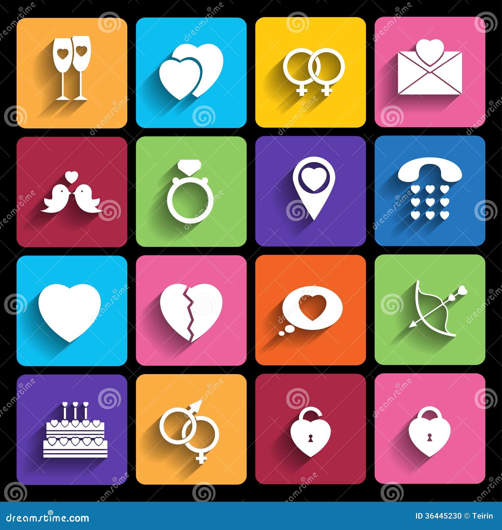 Love Icons Set in Flat Style. Stock Vector - Illustration of human ...