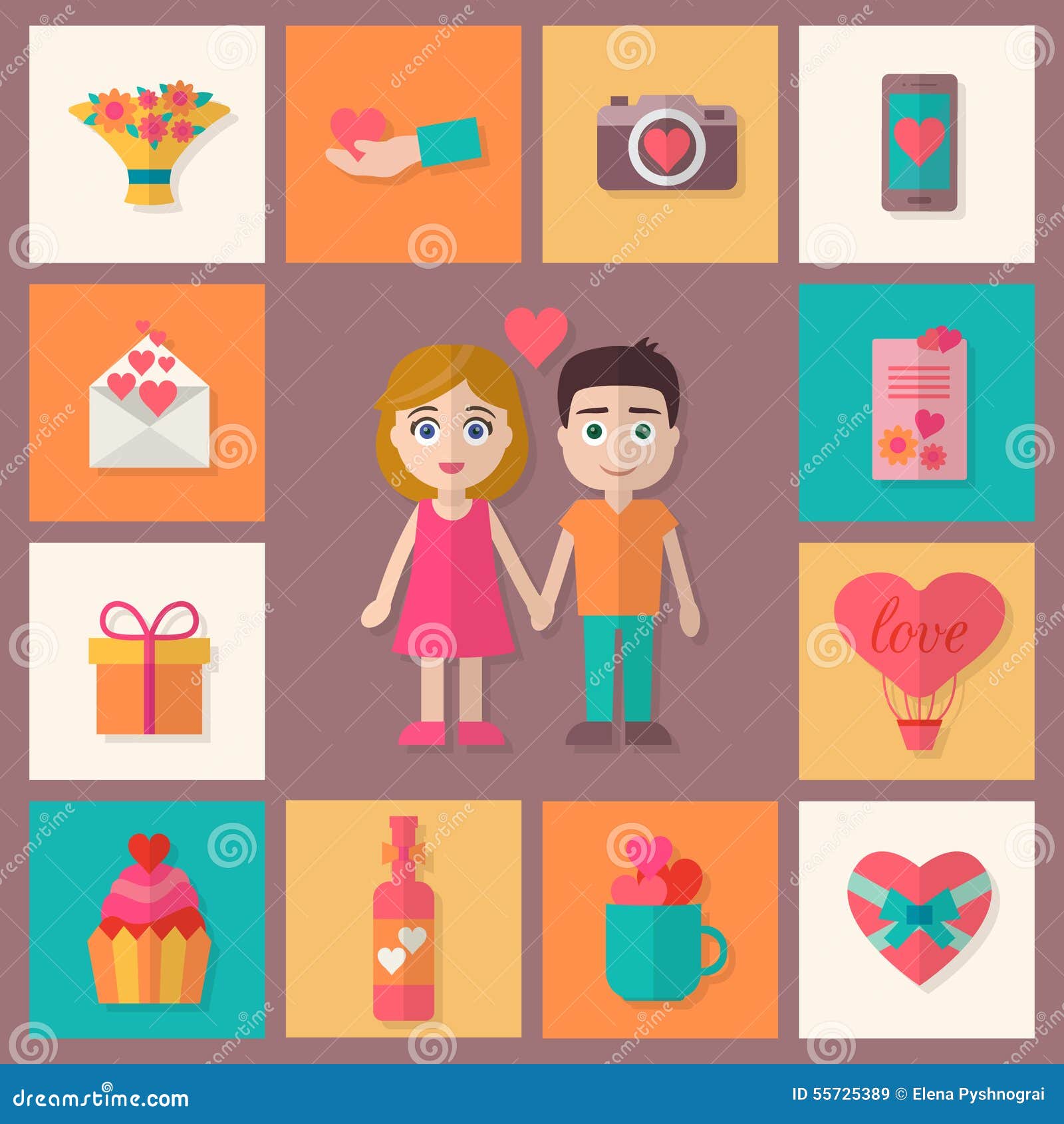 Love icons set stock vector. Illustration of kiss, boyfriend - 55725389