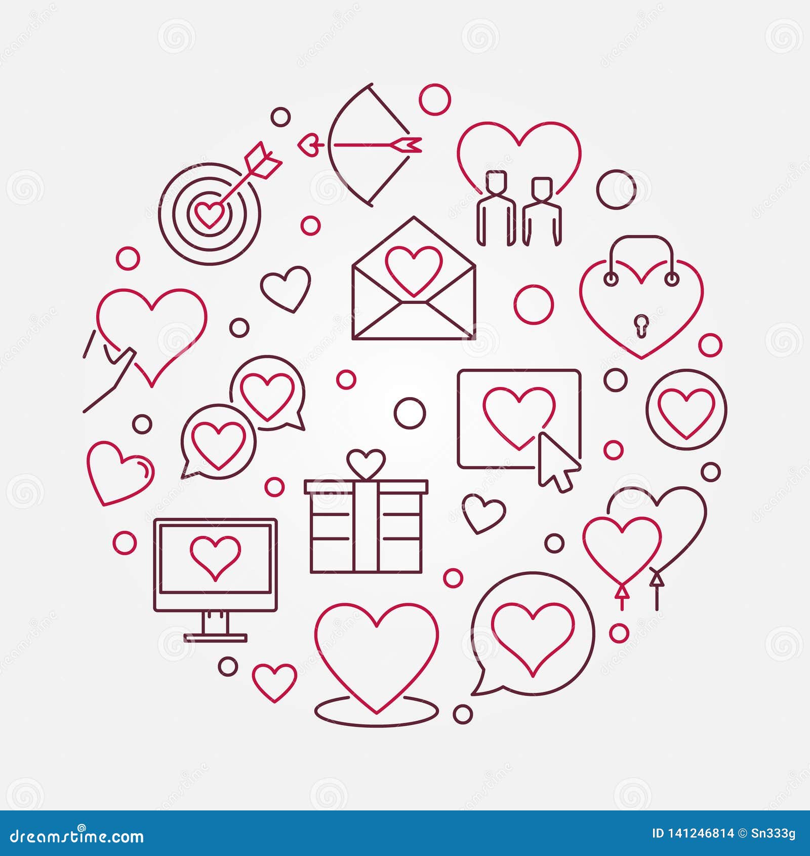 Love and Interpersonal Relationship Vector Round Illustration Stock ...