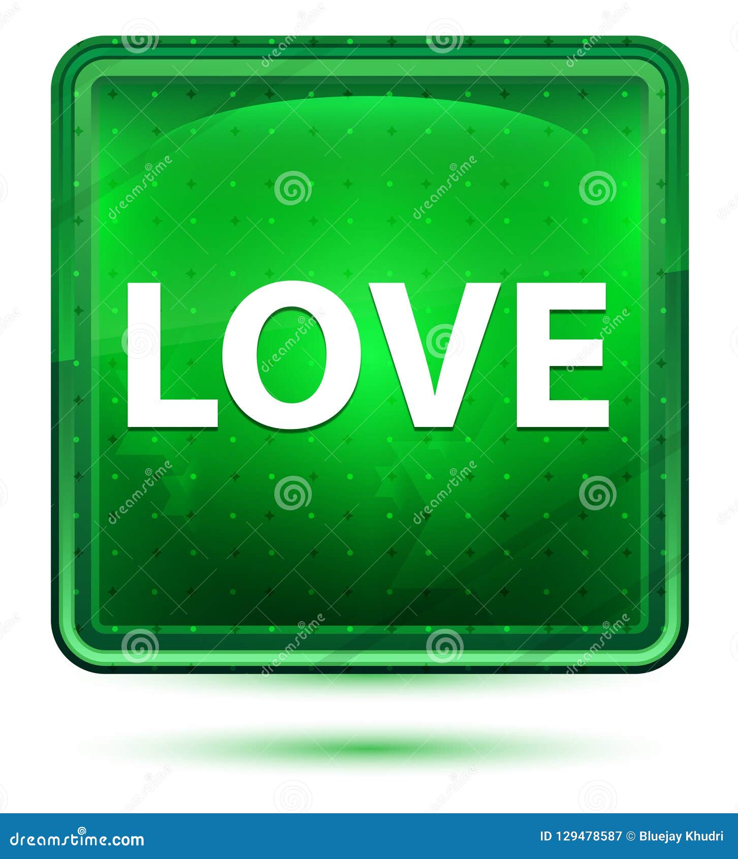 Love Neon Light Green Square Button Stock Illustration - Illustration ...