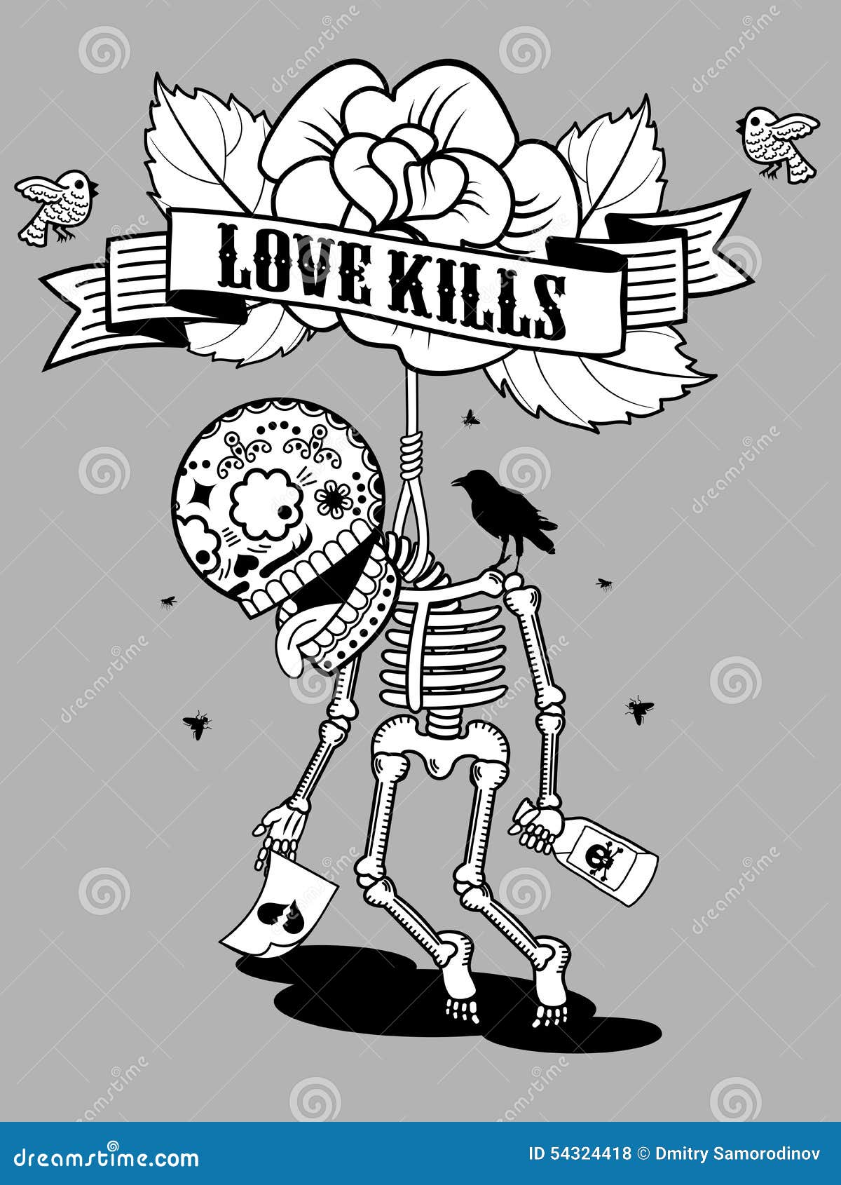Love Kills And Heal Hand Drawn Vector Illustration In Cartoon Comic ...