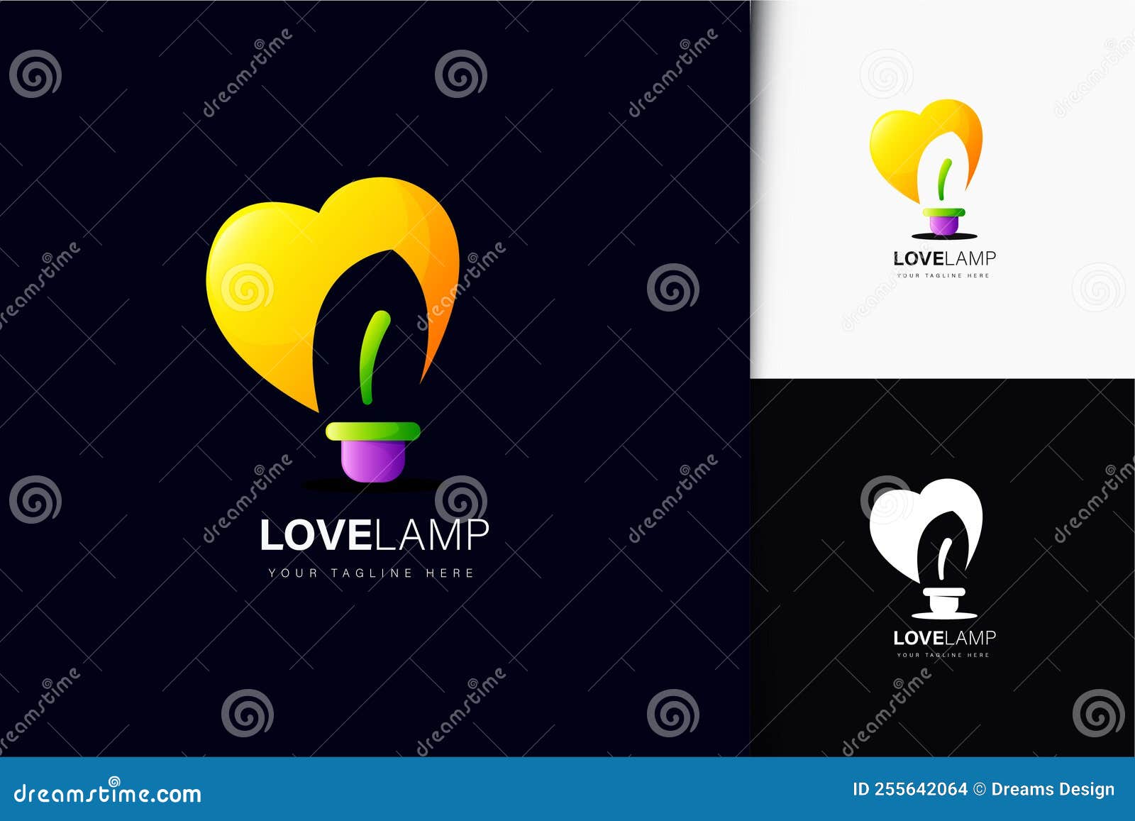 Love Lamp Logo Design with Gradient Stock Vector - Illustration of love ...