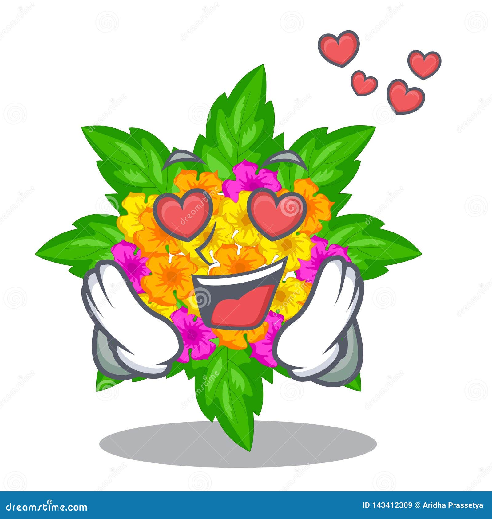 In Love Lantana Flowers In The Cartoon Shape Stock Vector Illustration Of Herbal Character