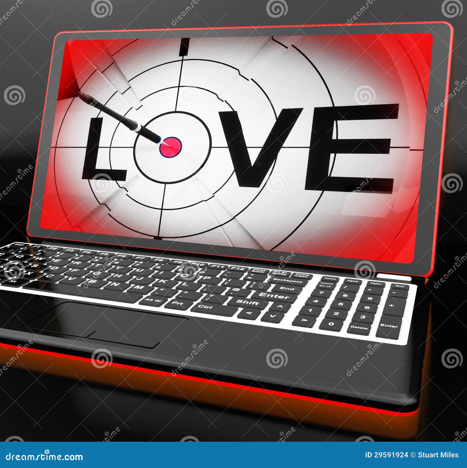 Love on Laptop Shows Romance Stock Illustration - Illustration of love ...