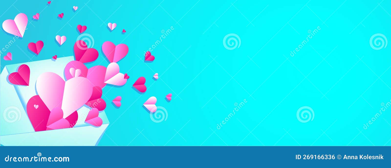 Love Letter Blue Banner with Envelope and Flying Hearts Stock Vector ...