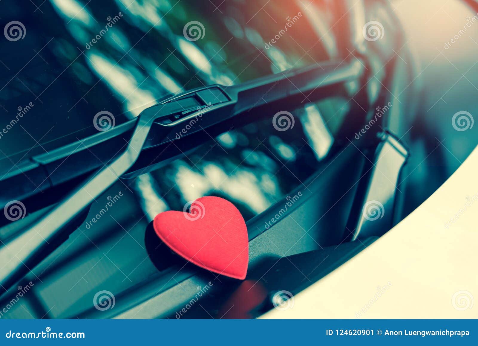 Love Letter Heart on a Sticky Note Under a Windshield .vintage Color ...