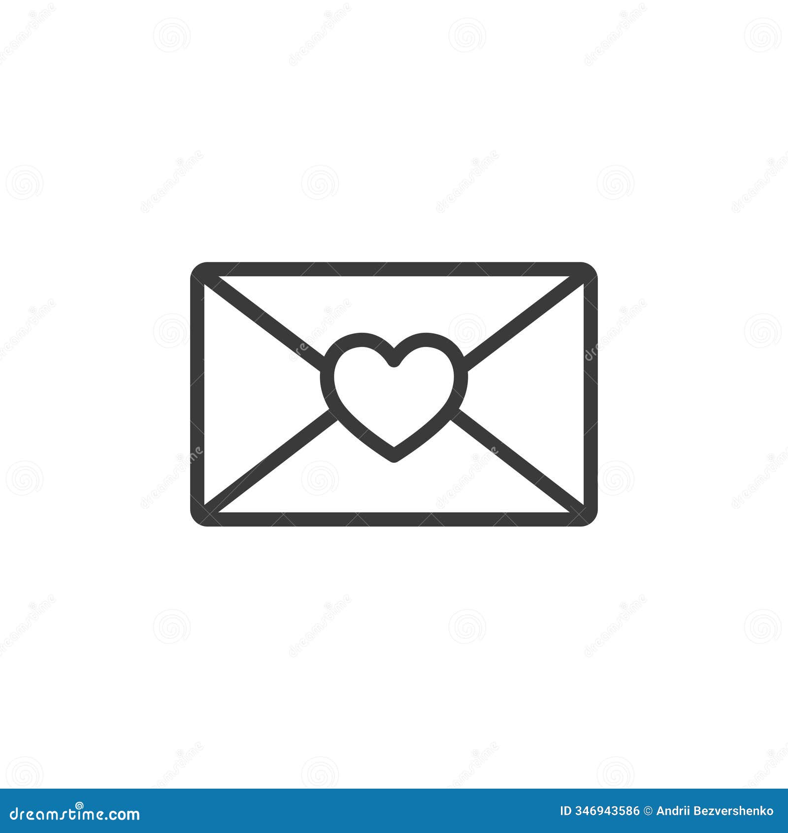 Heart In The Envelope Painted In Watercolor On A White Background ...