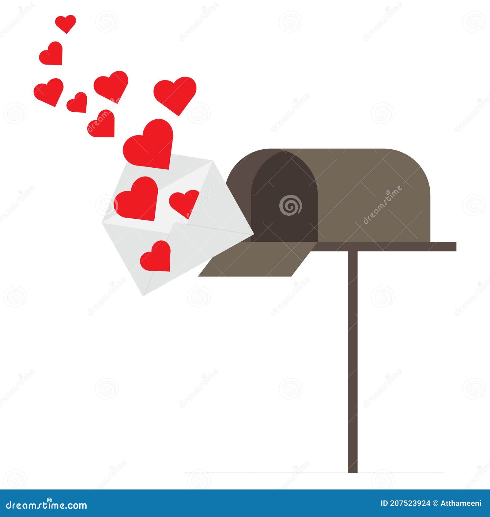 Love Letter at Mailbox. Love and Valentines Day Concept Vector ...