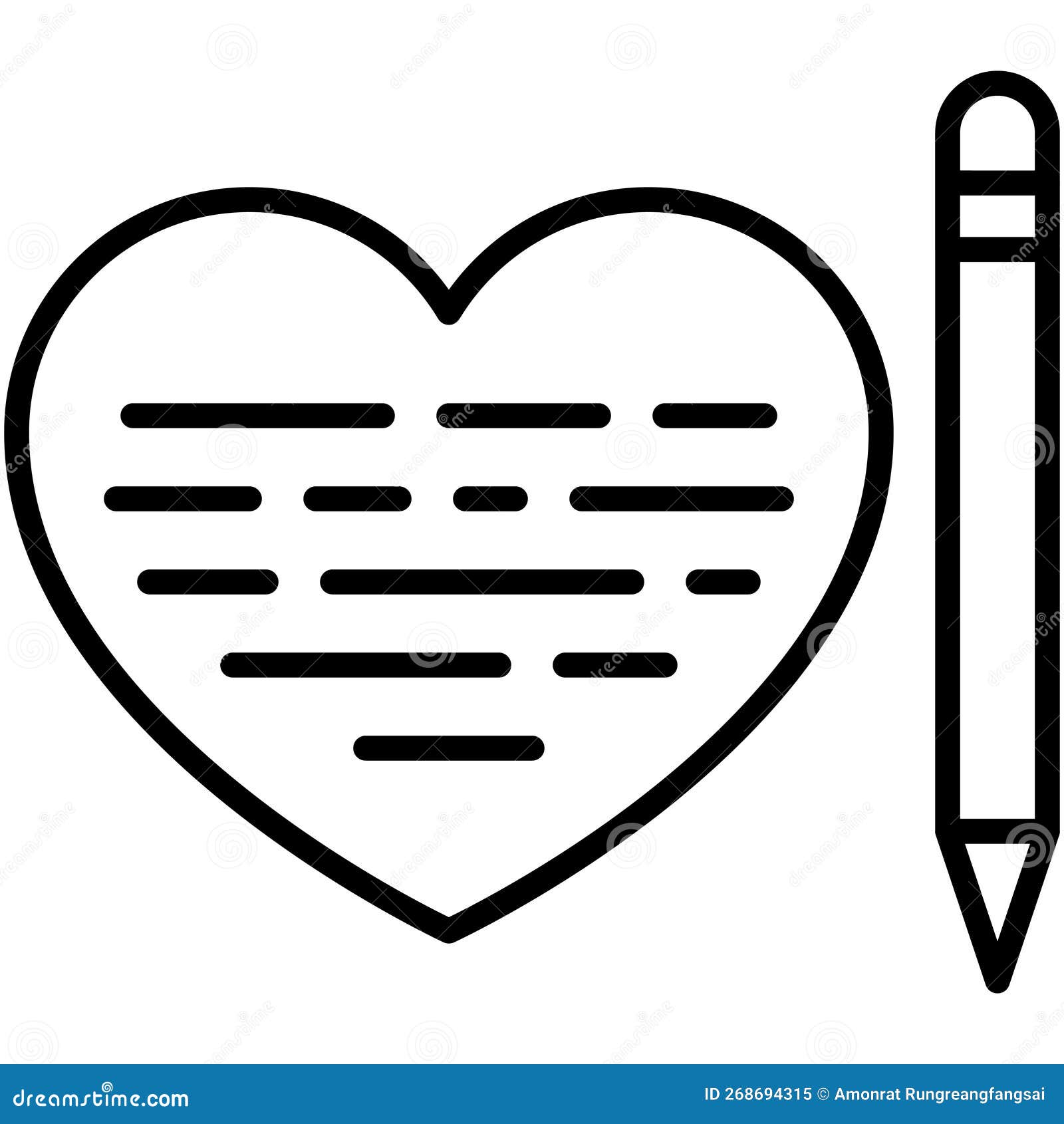 Love Letter with Pencil Icon, Love and Heart Vector Stock Vector ...