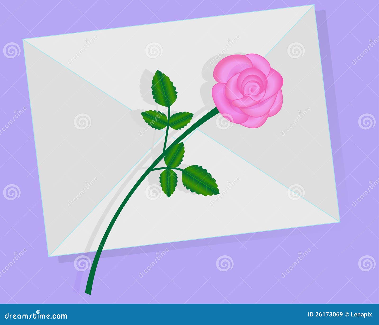 Love letter with pink rose stock vector. Illustration of leaf - 26173069