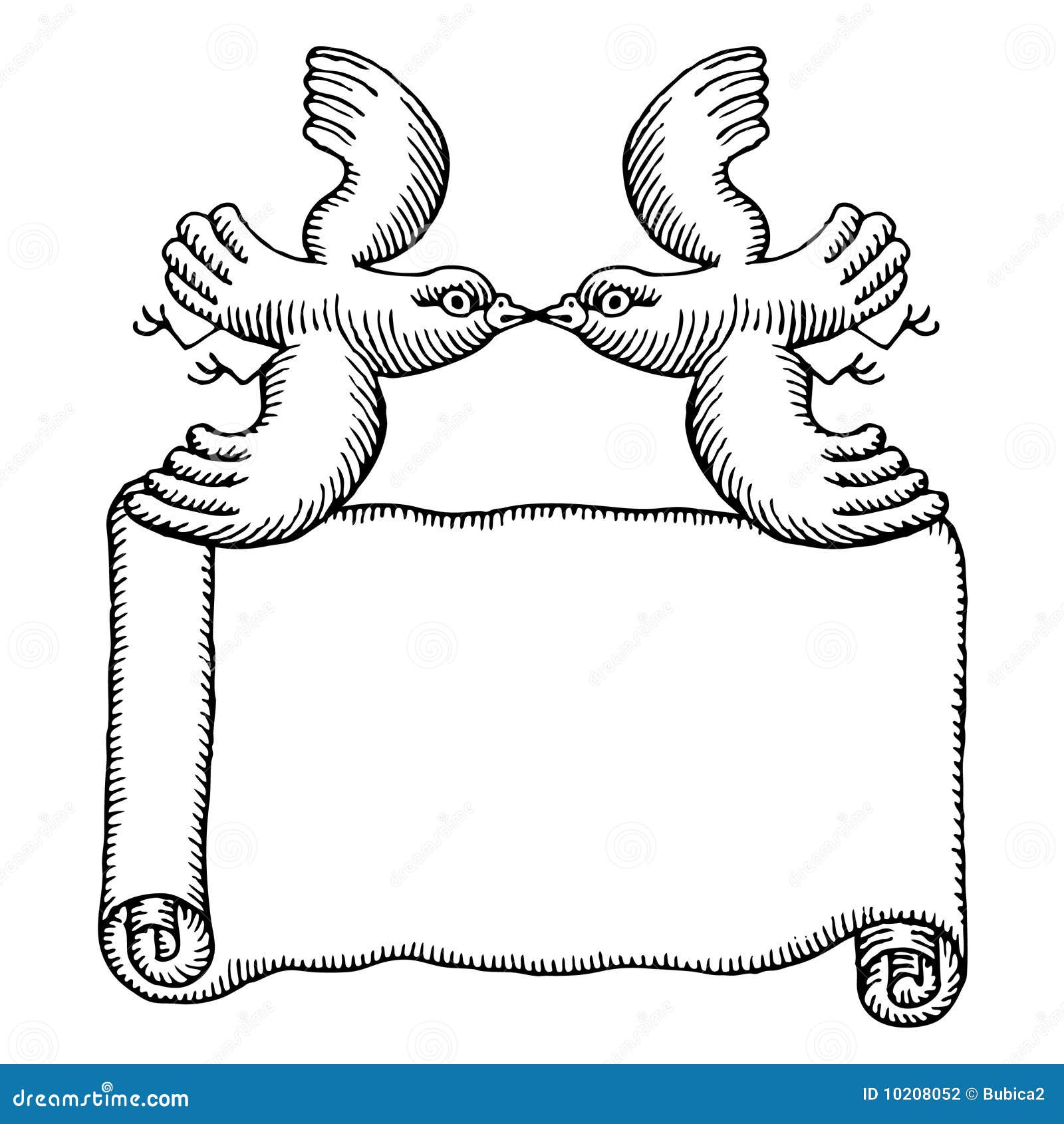 Love Letter with Two Pigeons and Scroll Stock Vector - Illustration of ...