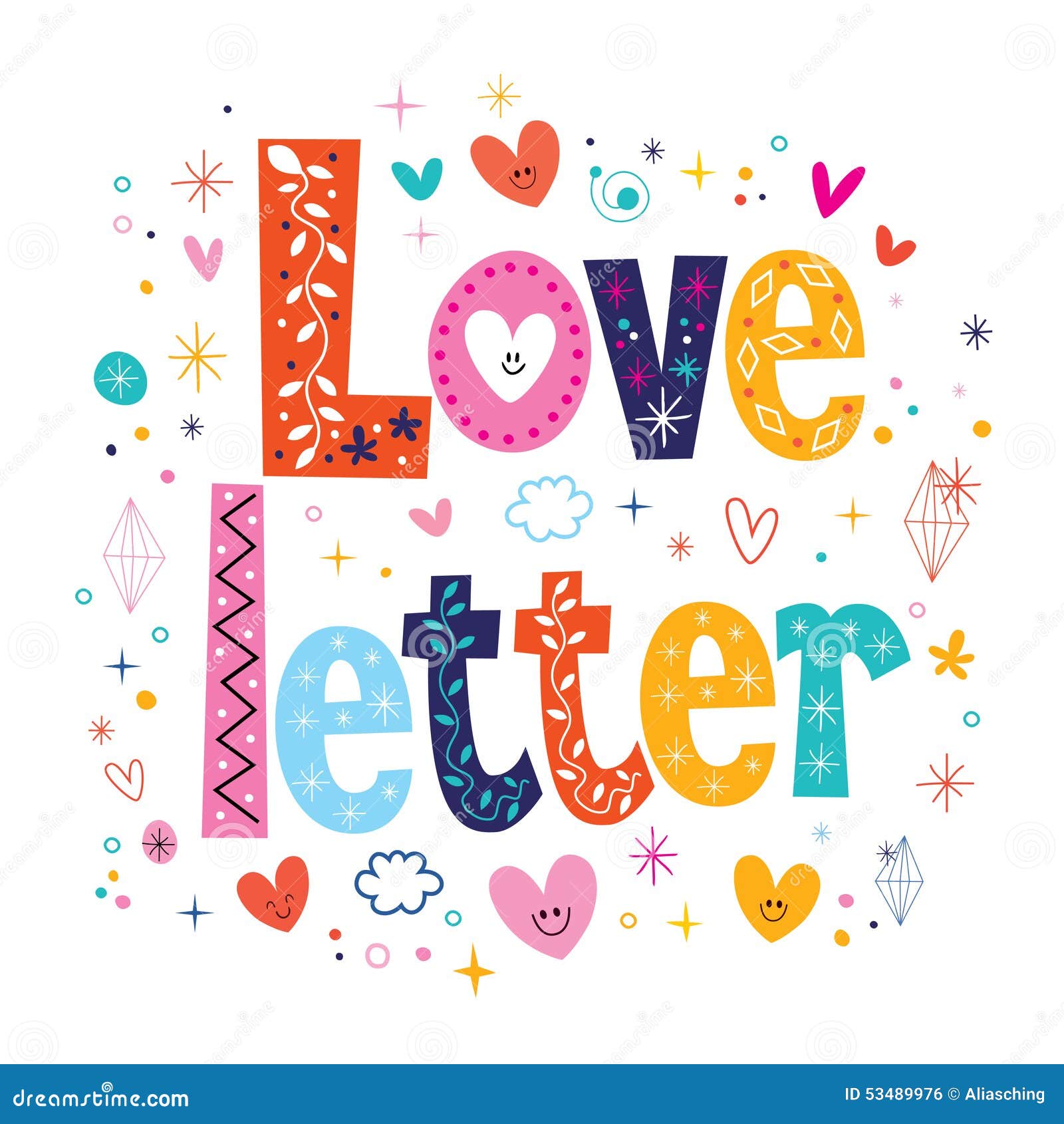 Love Letter Typography Lettering Decorative Type Stock Vector ...
