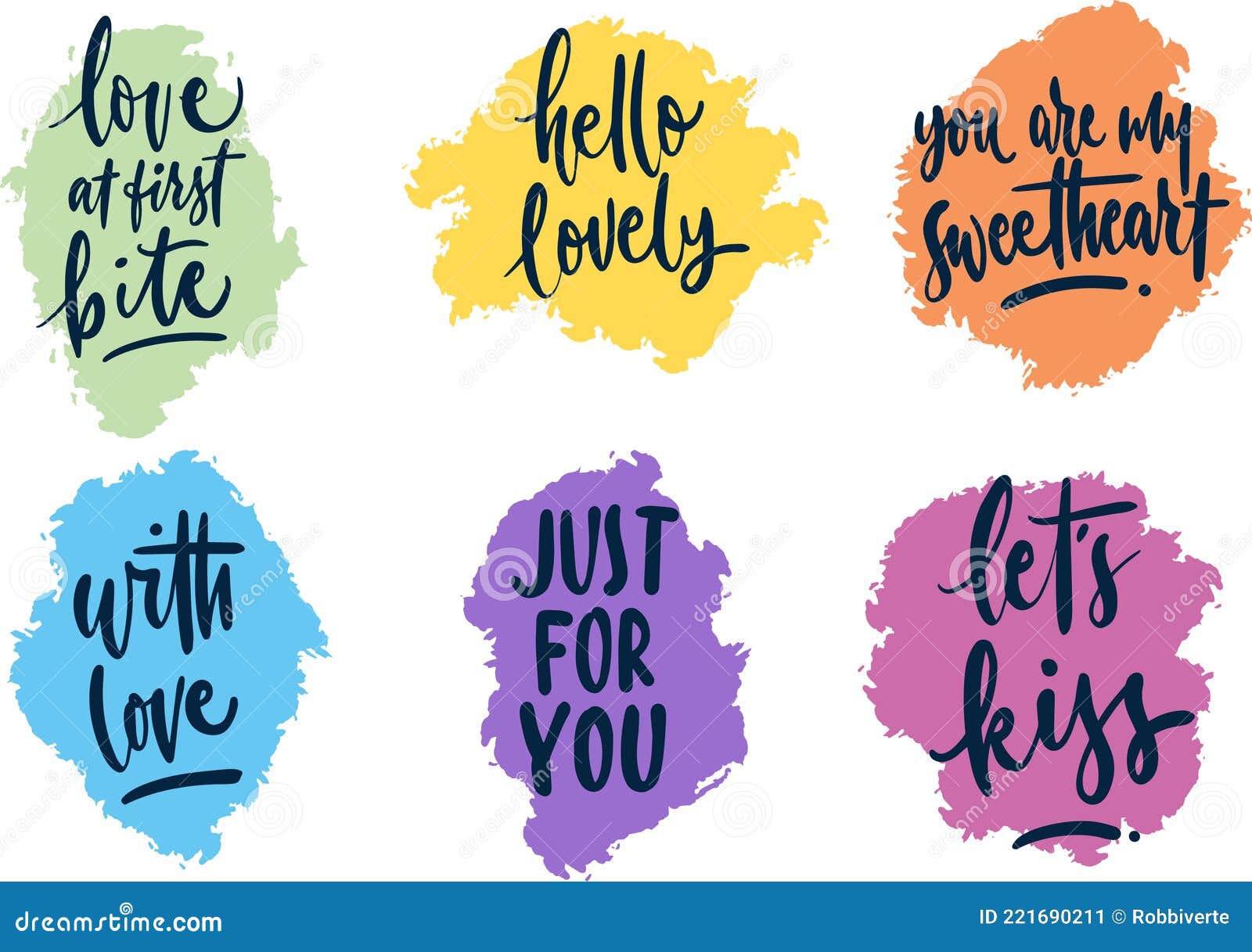 Love Lettering Design Set Hand Drawn Stock Vector - Illustration of ...