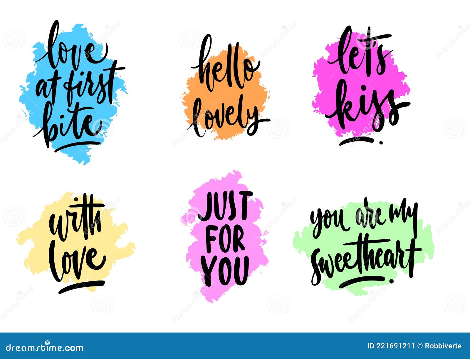 Love Lettering Design Set Hand Drawn Stock Vector - Illustration of ...