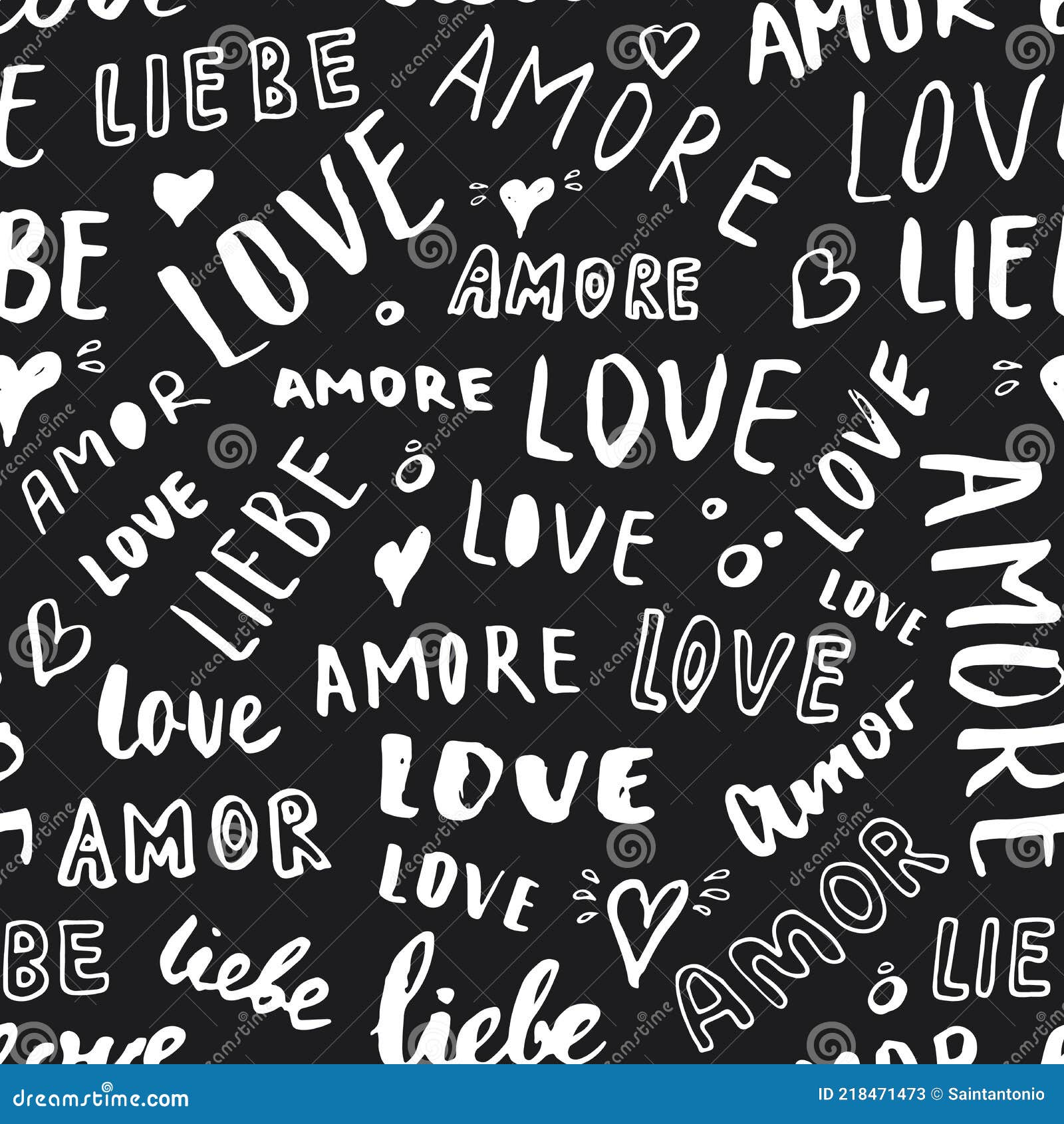 Love Lettering Seamless Pattern Vector Illustration. Love Written in ...