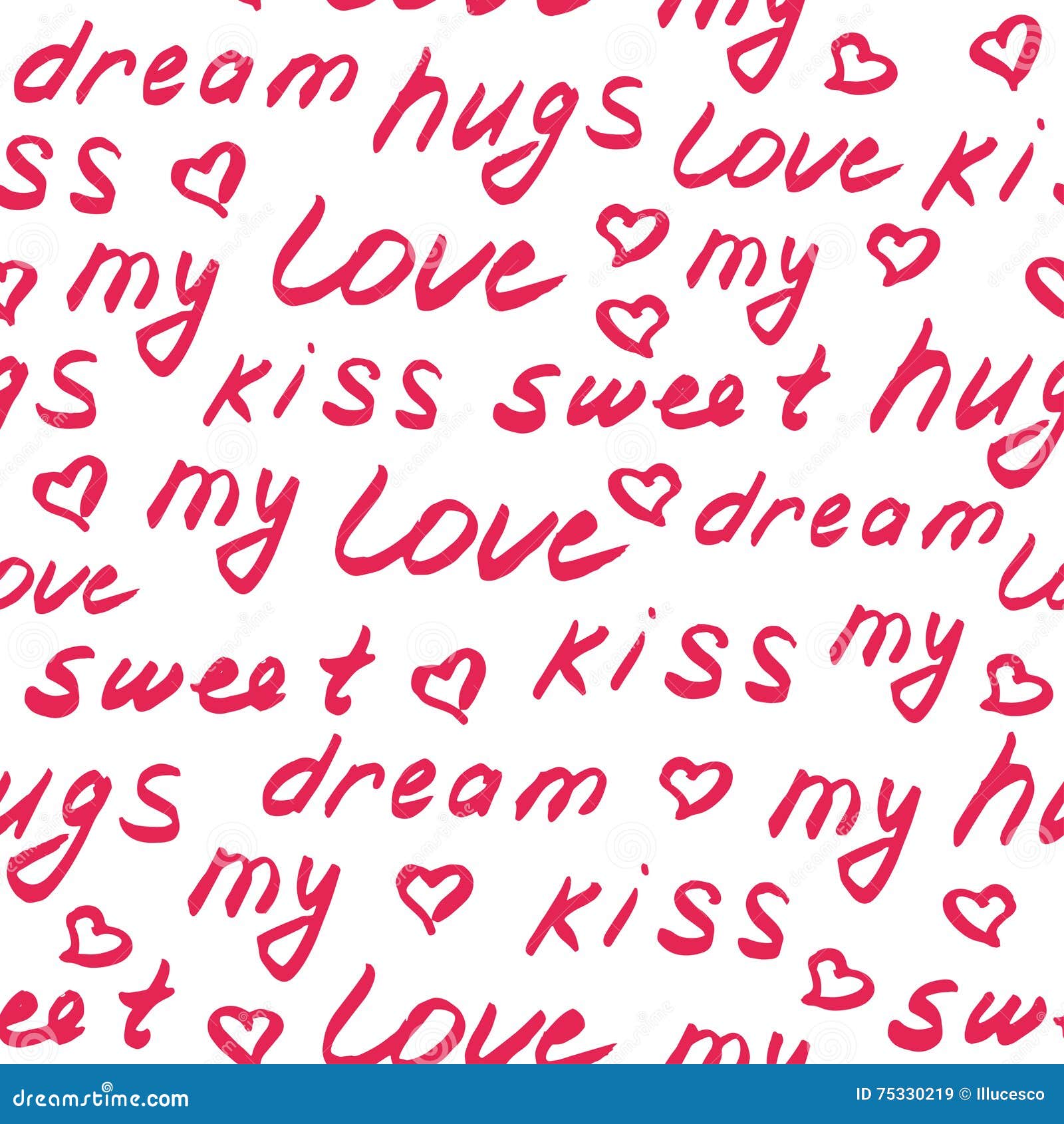 Love Lettering Seamless Red Pattern, Hand Drawn Calligraphy Wallpaper ...