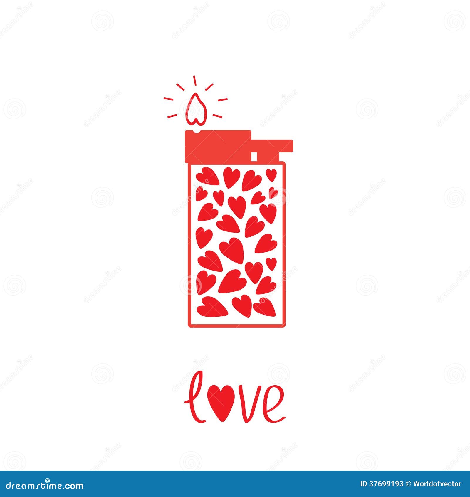 Love Lighter with Hearts. Card Stock Vector - Illustration of fire ...
