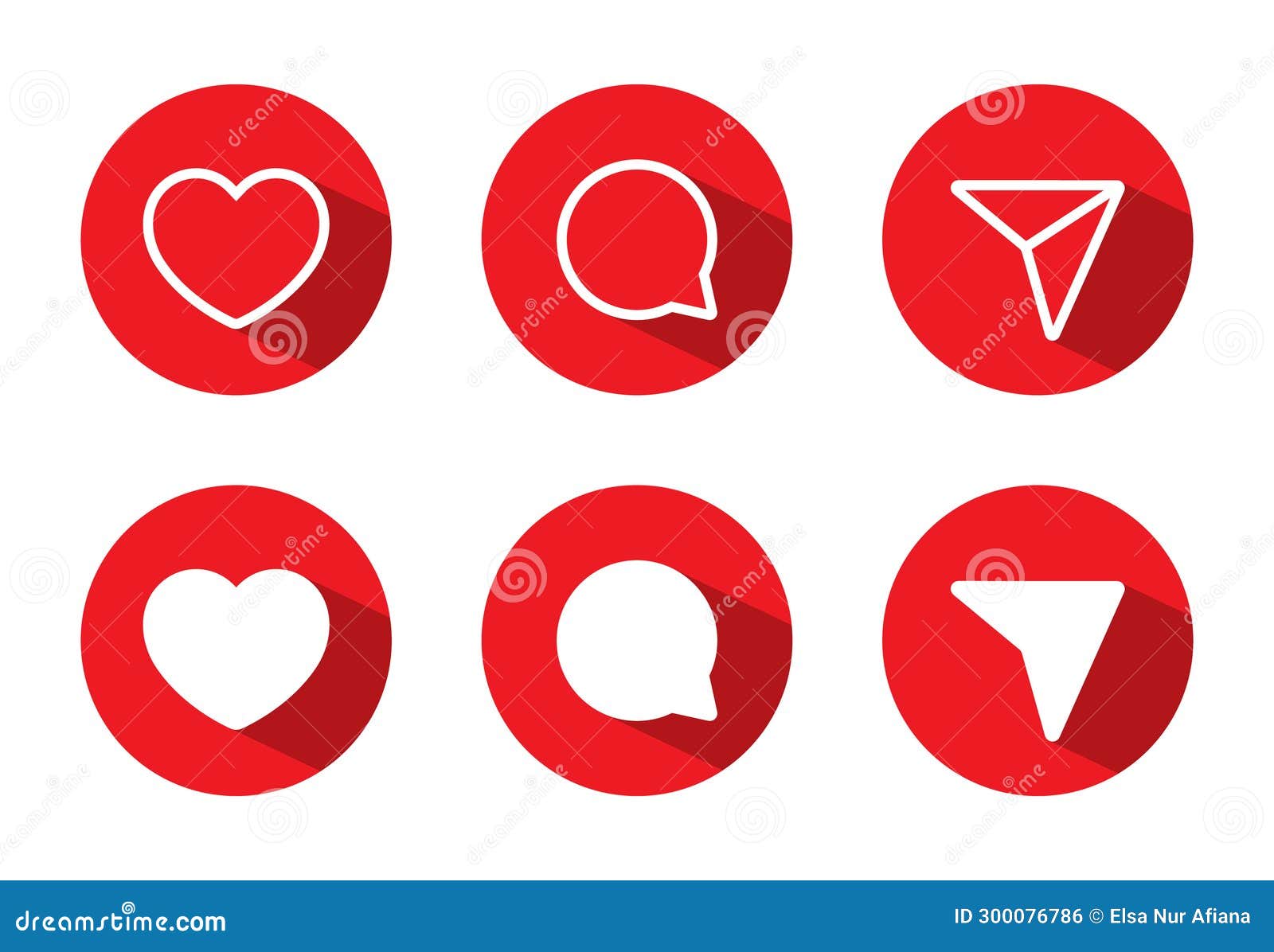 Love, Like, Comment, and Share Icon with Long Shadow. Social Media ...