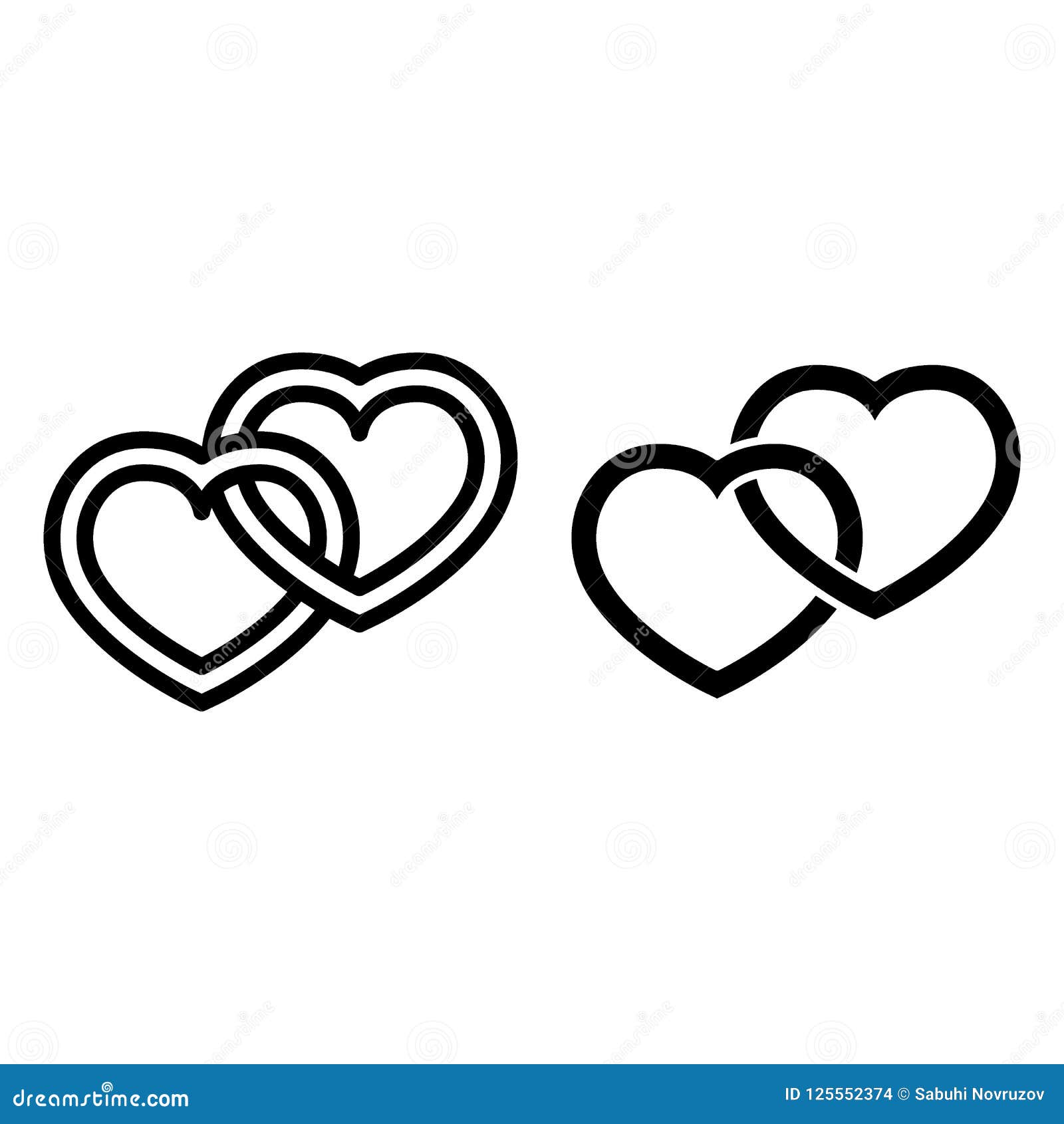Love Line And Glyph Icon Connected Hearts Vector Illustration Isolated
