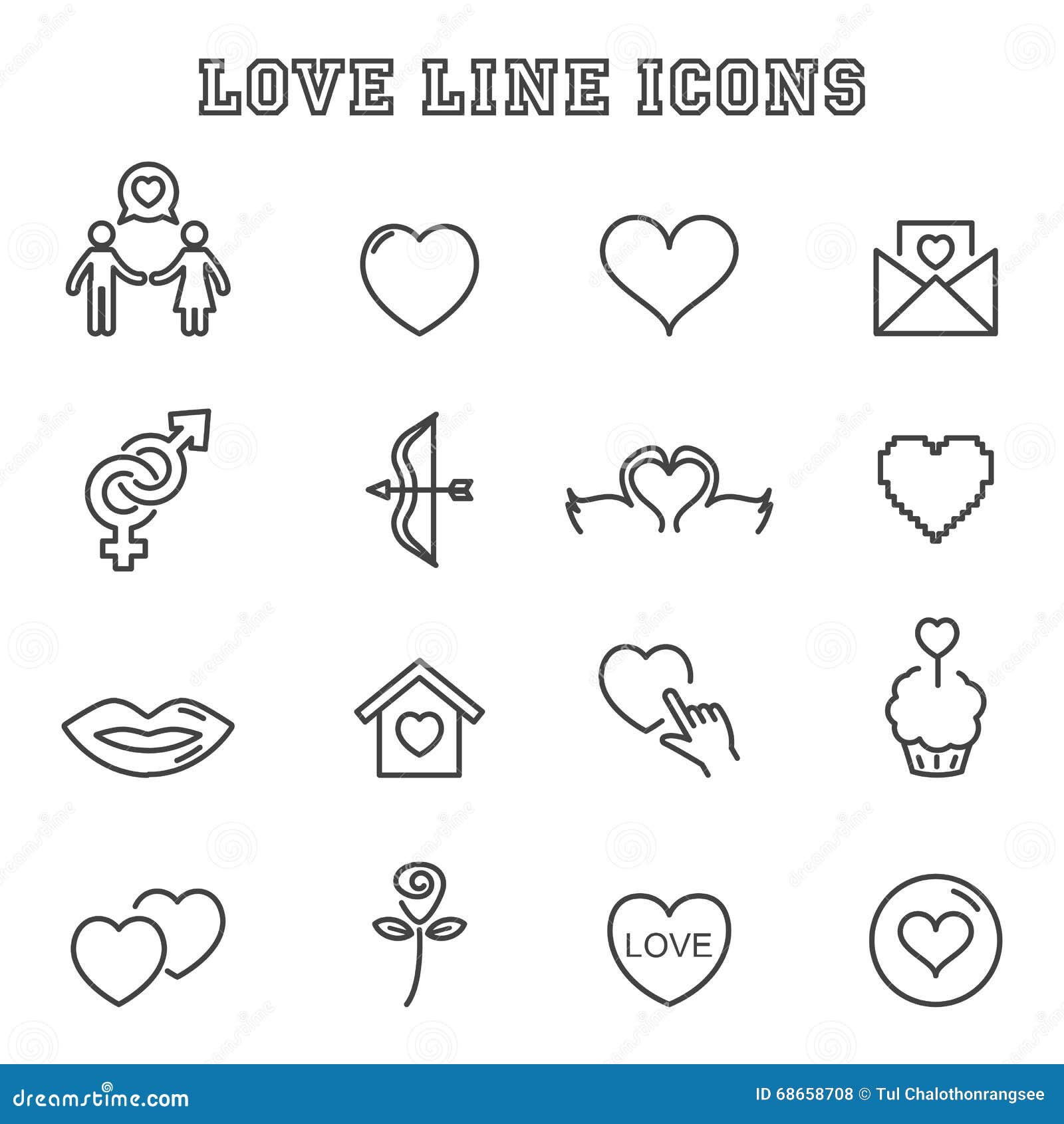 Love line icons stock vector. Illustration of passion - 68658708
