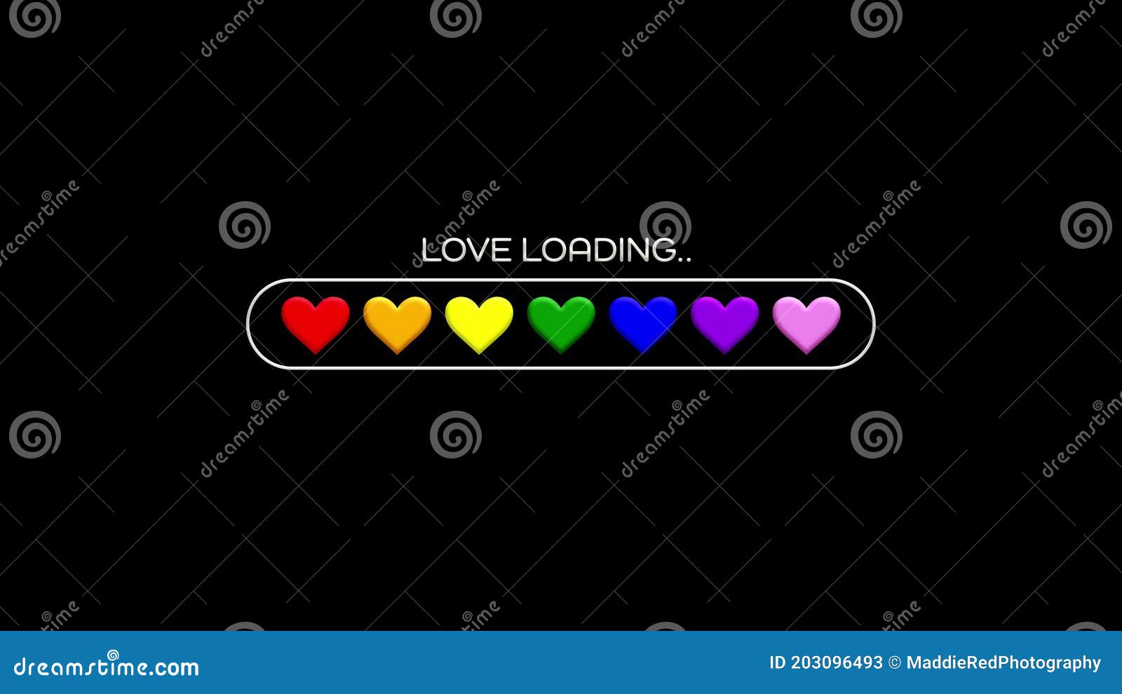 Love Loading Rainbow Hearts Animation, Loading Bar on a Black ...