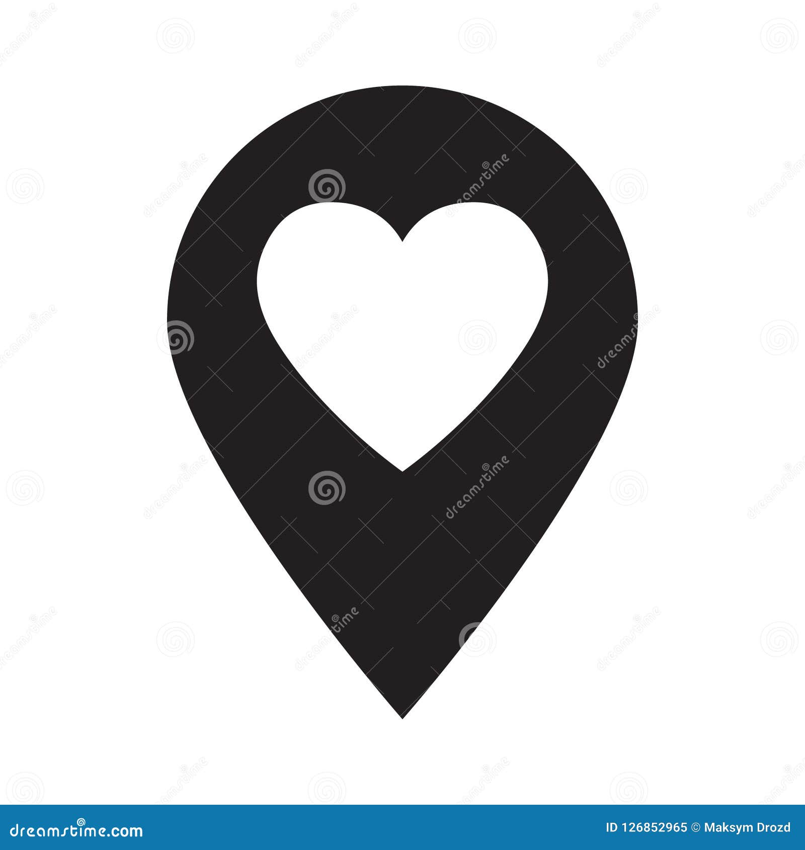 Love Location Icon Concept with Heart Stock Illustration - Illustration ...