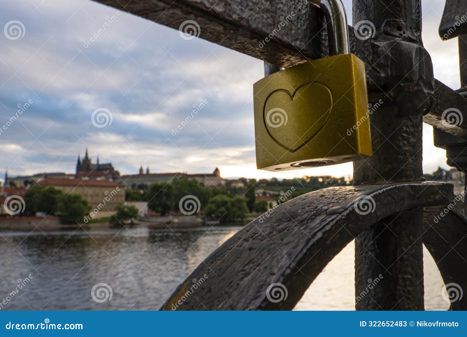Love Lock in Prague with the Landscape in Background Stock Image ...