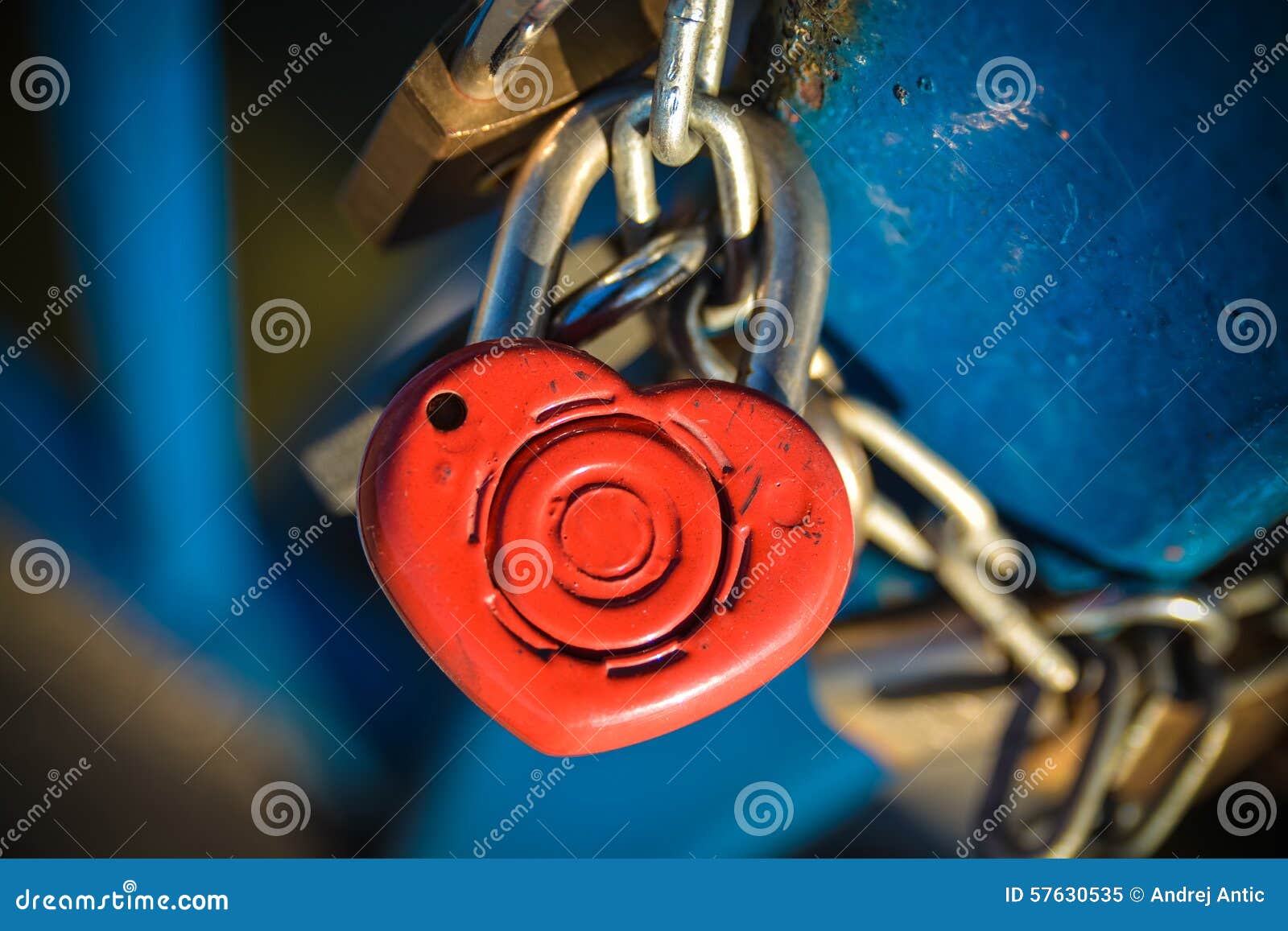 Red Love Lock On A Bridge Railing Stock Photography | CartoonDealer.com ...