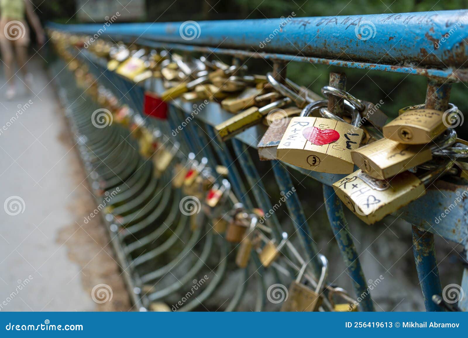 Love Locks on a Bridge in Borjomi Central Park in Georgia Selective ...