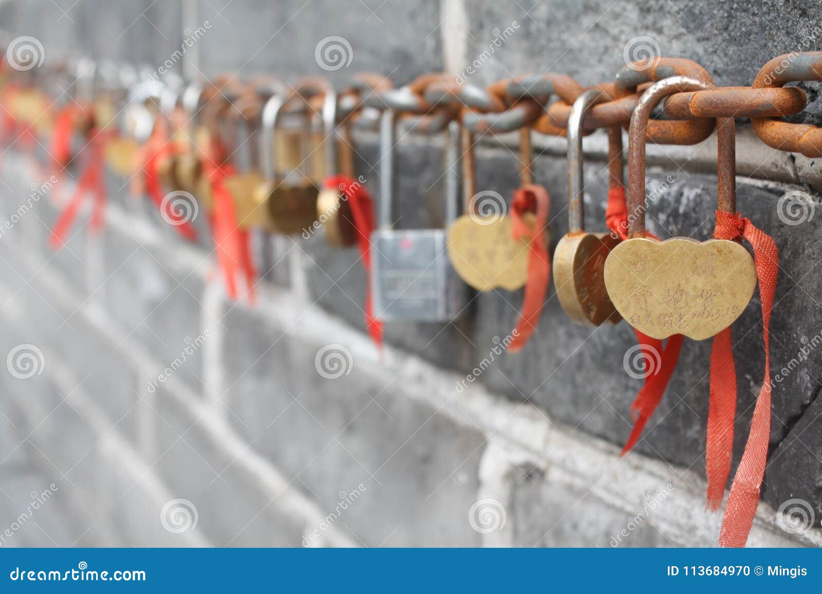 Love Locks on the Great Wall of China Stock Photo - Image of collection ...