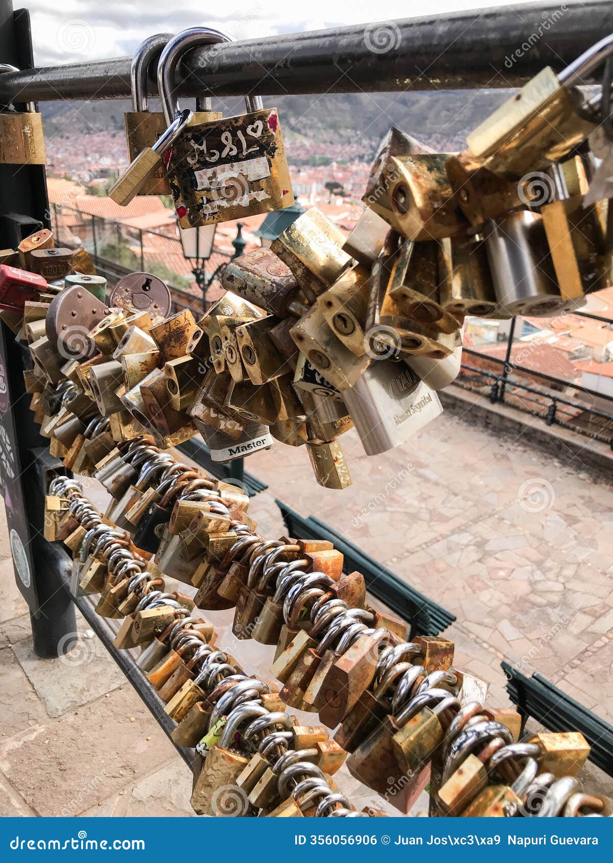 Love Locks Hanging on a Railing in Cusco, Peru, Symbolizing Eternal ...