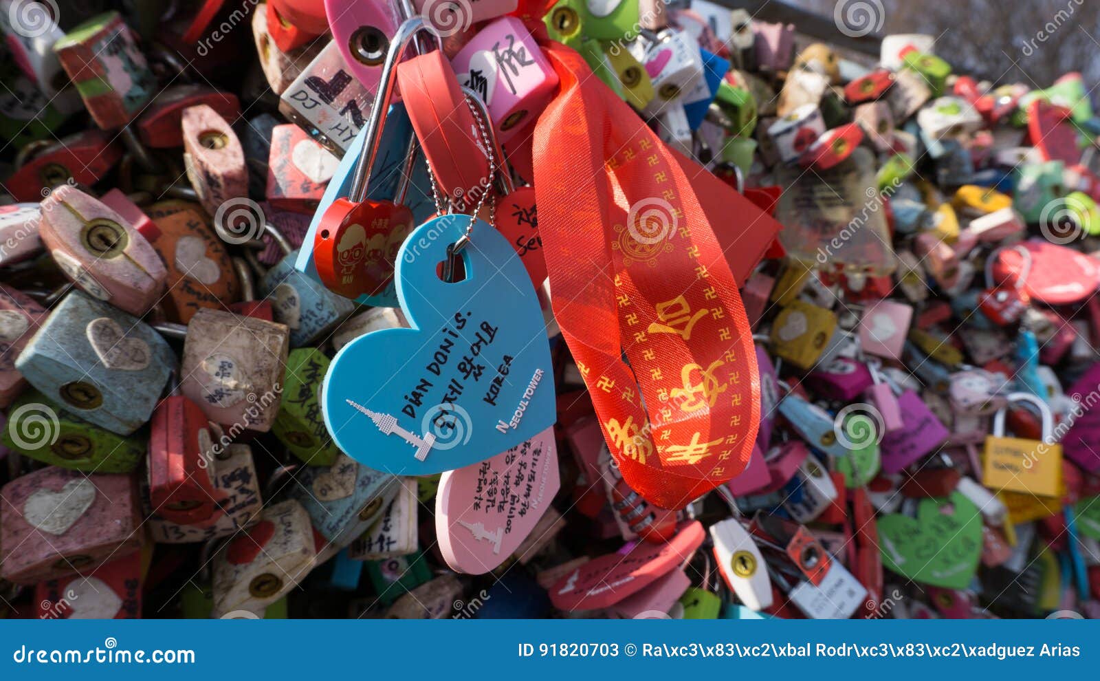 Love Locks at N Seoul Tower. Editorial Stock Photo - Image of city ...
