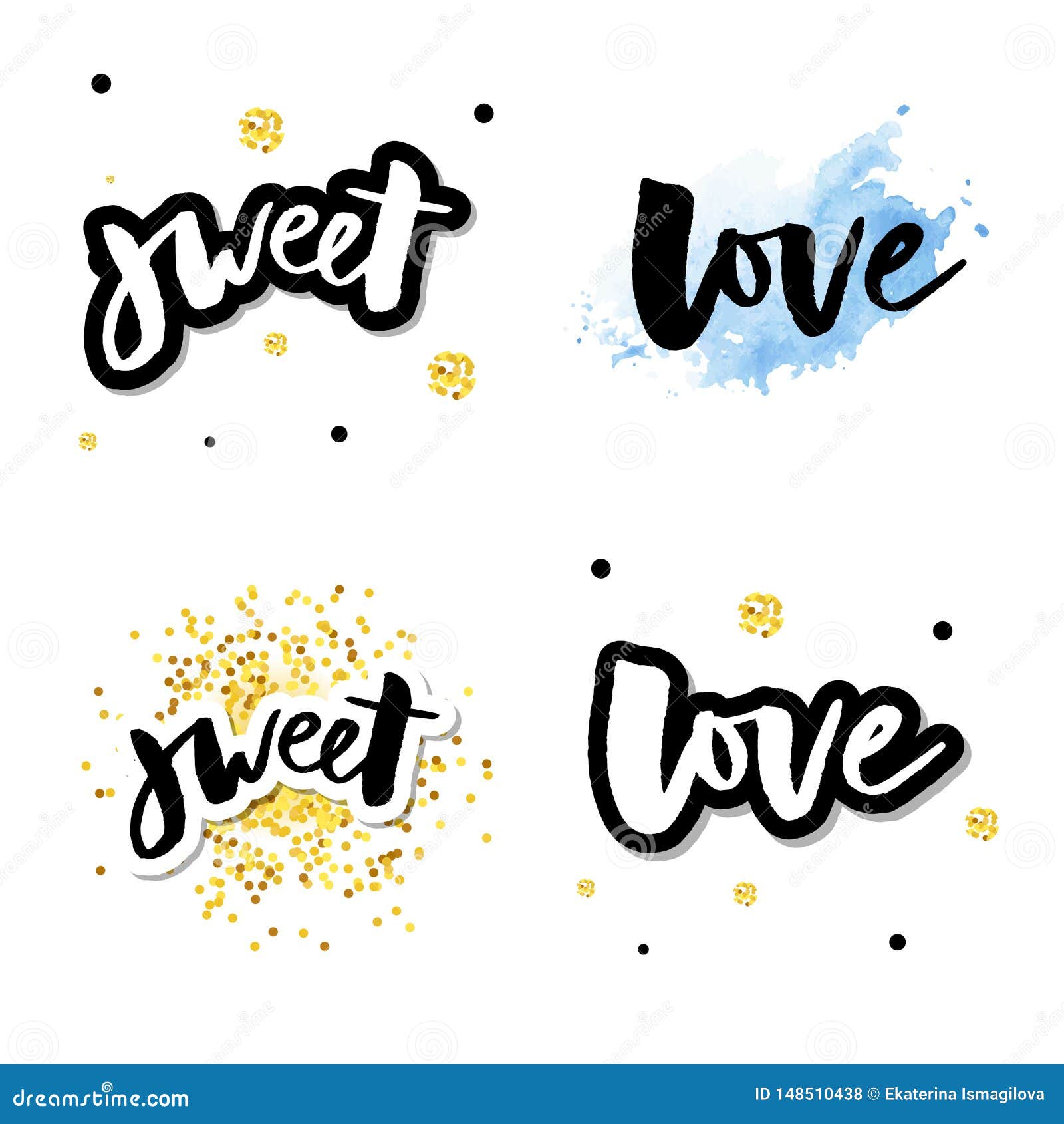 Love Logo Vector Lettering Slogan Calligraphy Set Stock Illustration ...