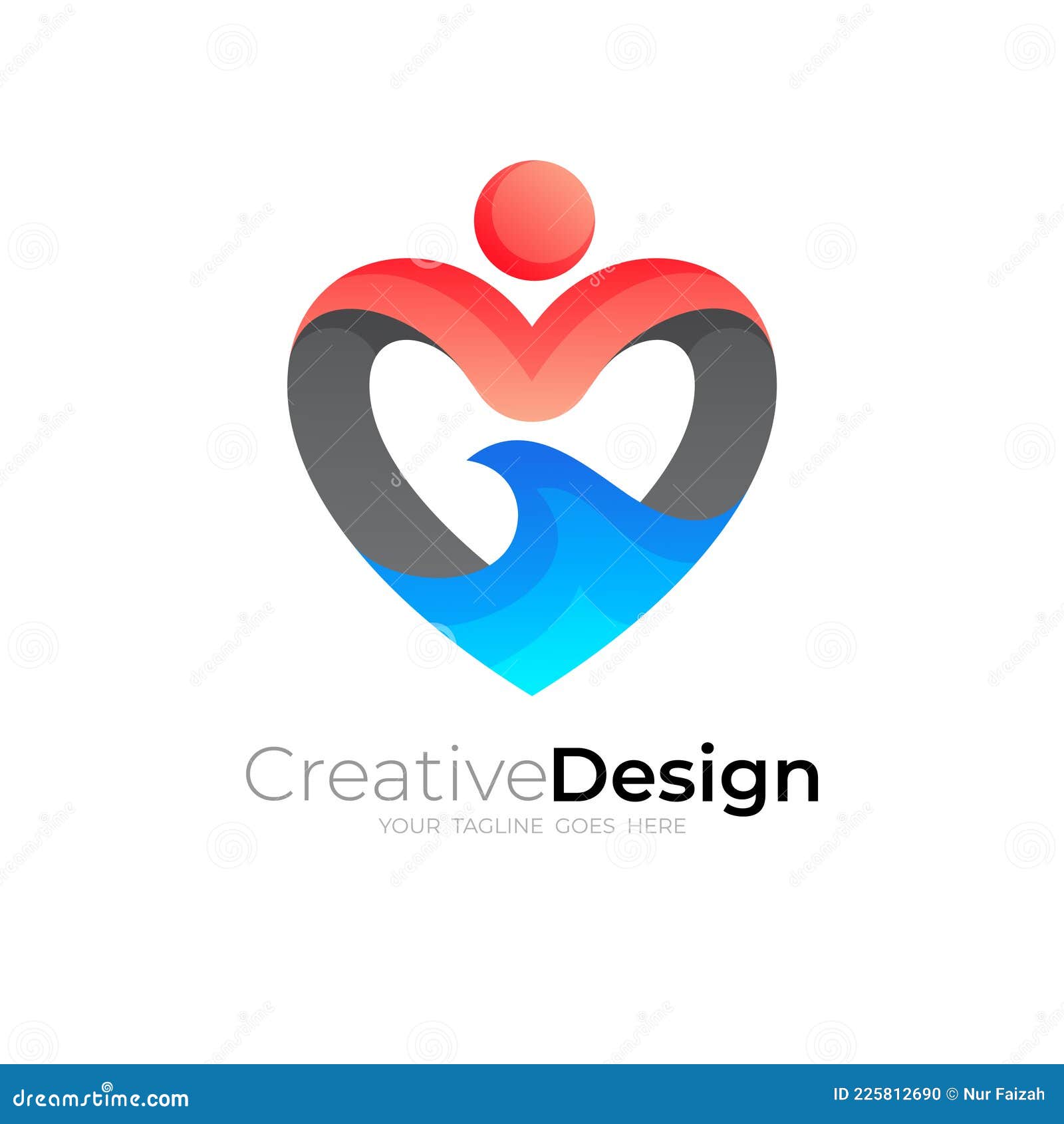 Love Logo and Wave Design Combination, People Logo with Love Design ...