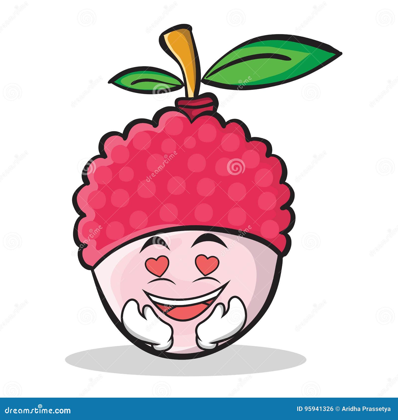 Lychee Cartoon Character With Love Cute Emoticon Vector Illustration ...