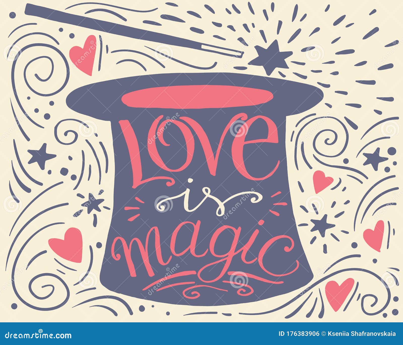 Love is Magic, Hand Drawn Vector Poster Stock Vector - Illustration of ...