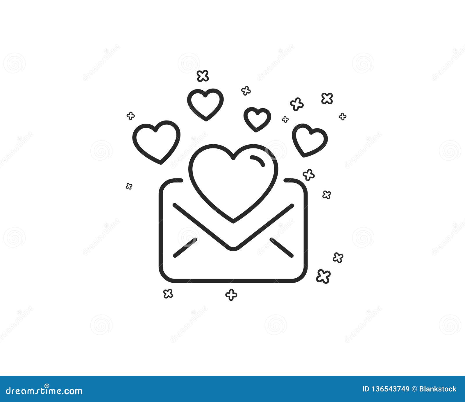Love Mail Line Icon. Valentines Message Correspondence Sign. Vector ...