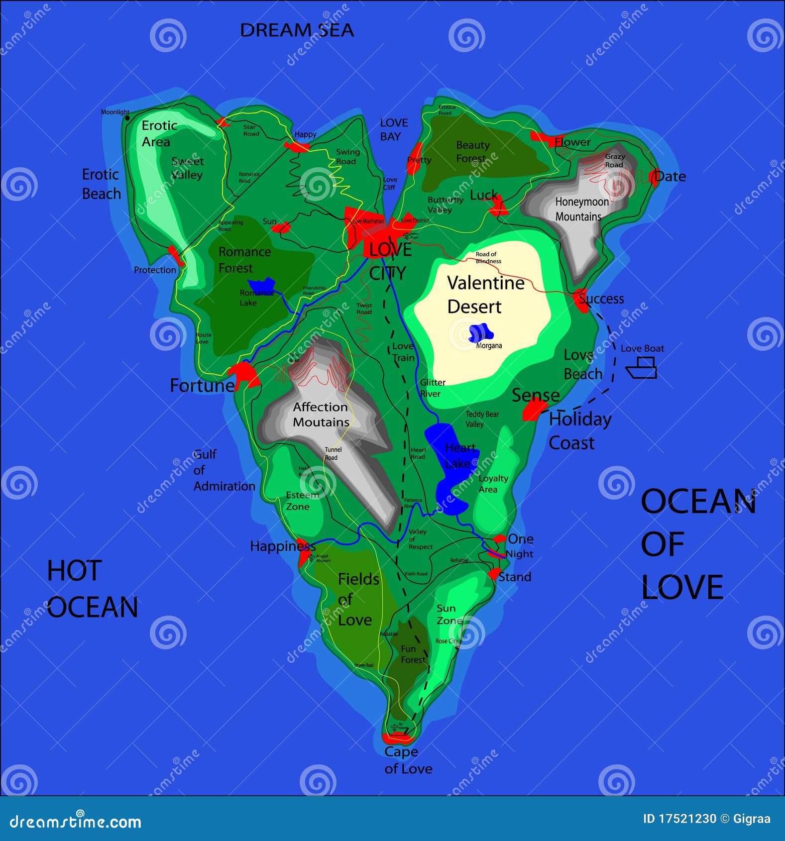 The Love Map stock vector. Illustration of honeymoon - 17521230