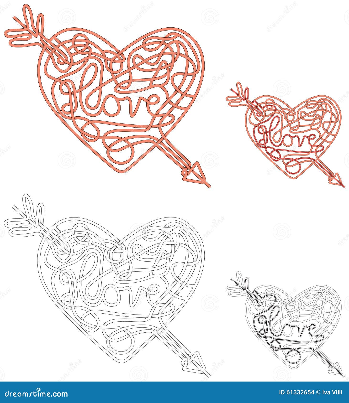 Love maze stock vector. Illustration of black, cartoon - 61332654