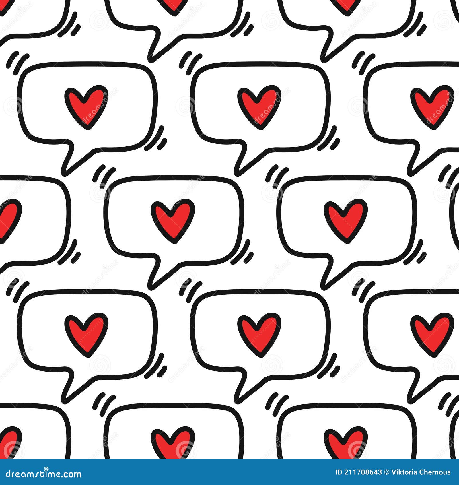 Love Message Doodle Pattern, Vector Color Illustration Stock Vector ...