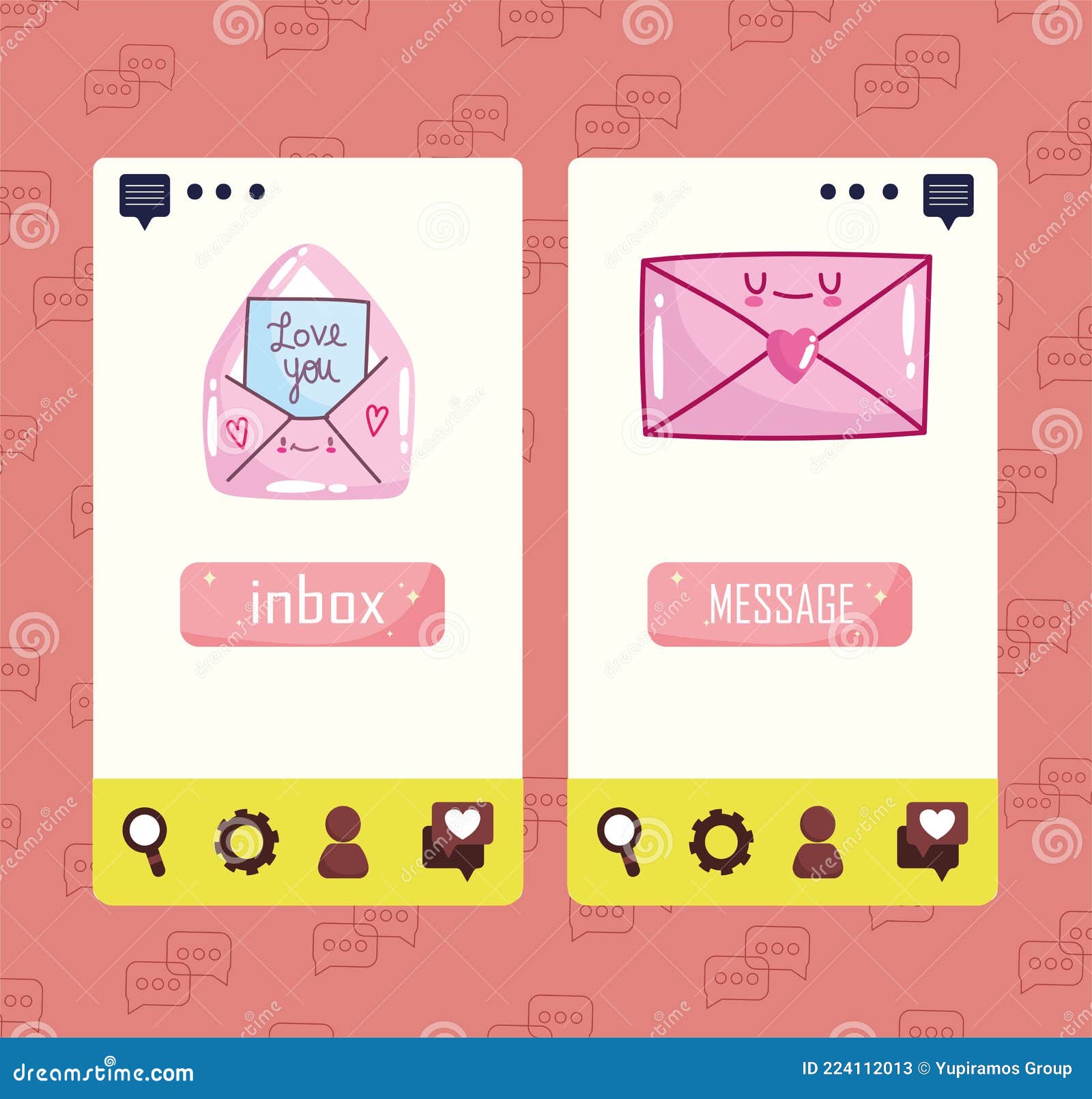 Love Message Inbox Phone Cute Stock Vector - Illustration of phone ...