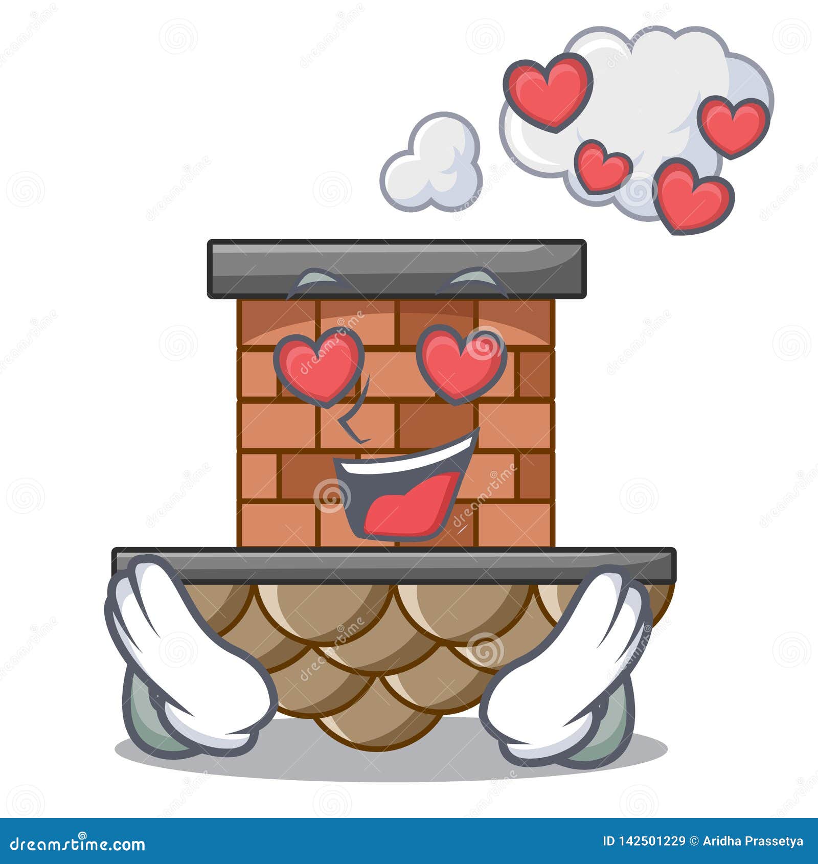 In Love Miniature Cartoon Brick Chimney Above Table Stock Vector ...
