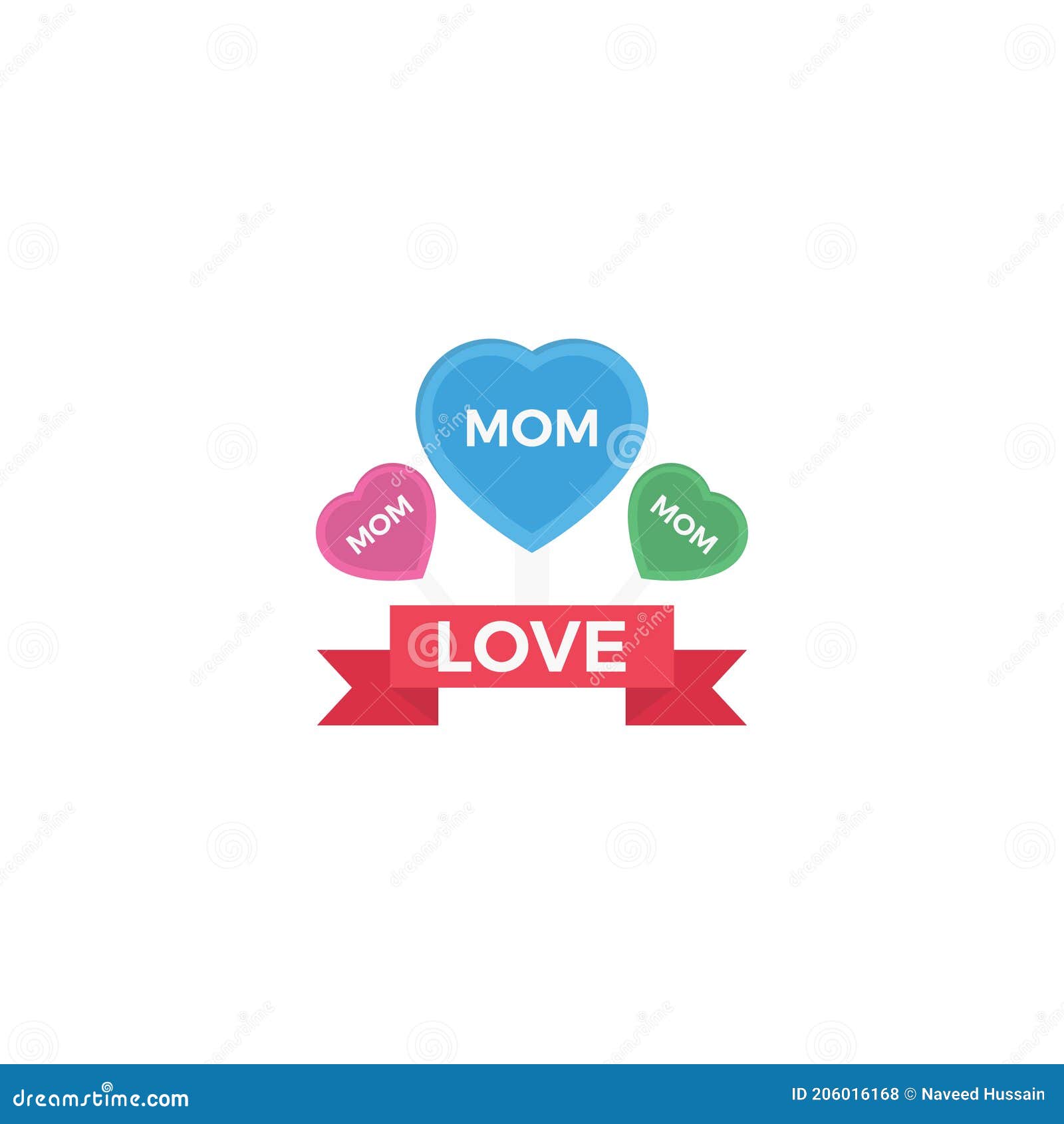 Love MOM Vector Flat Colour Icon Stock Illustration - Illustration of ...