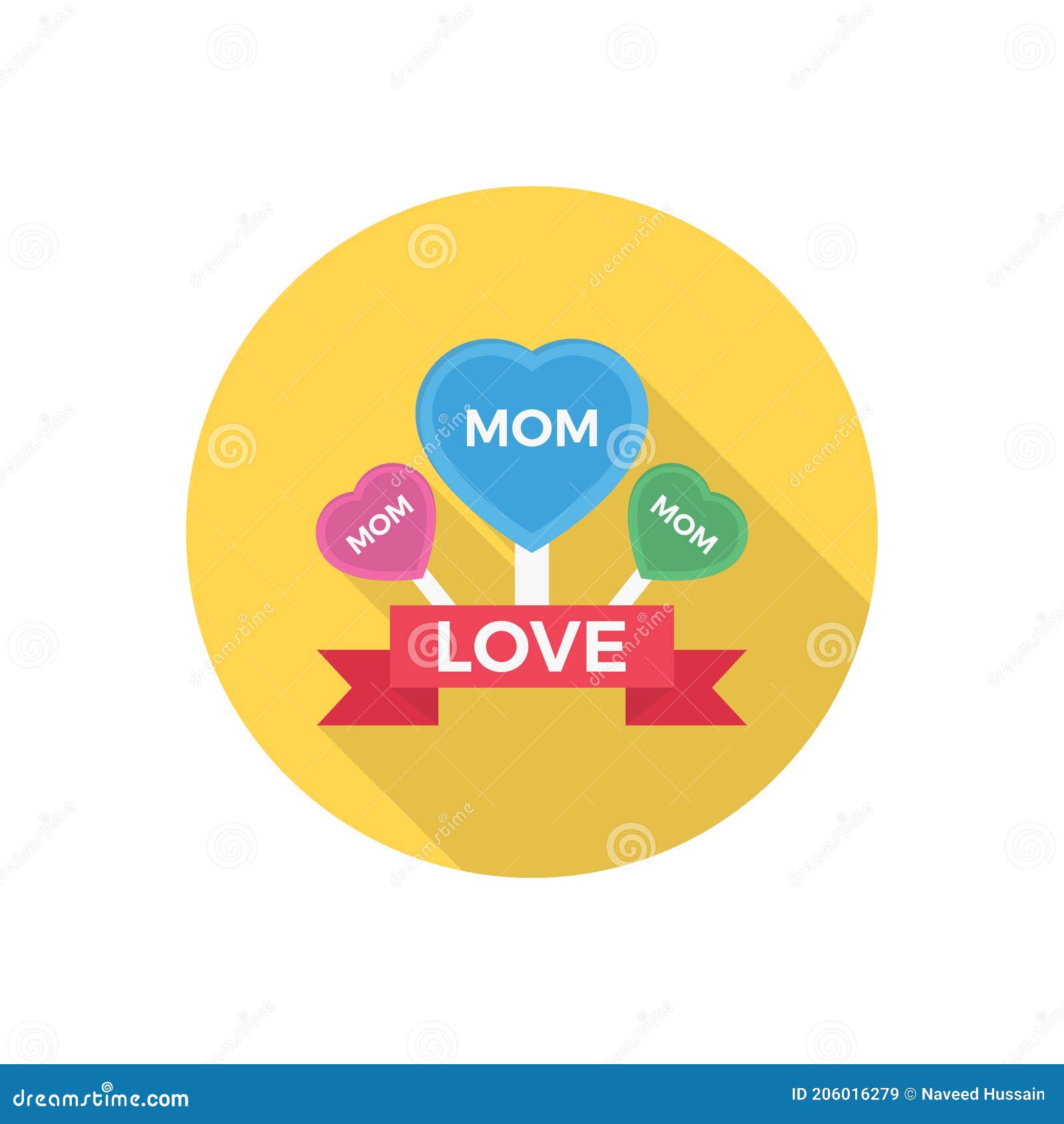Love MOM Vector Flat Colour Icon Stock Vector - Illustration of female ...