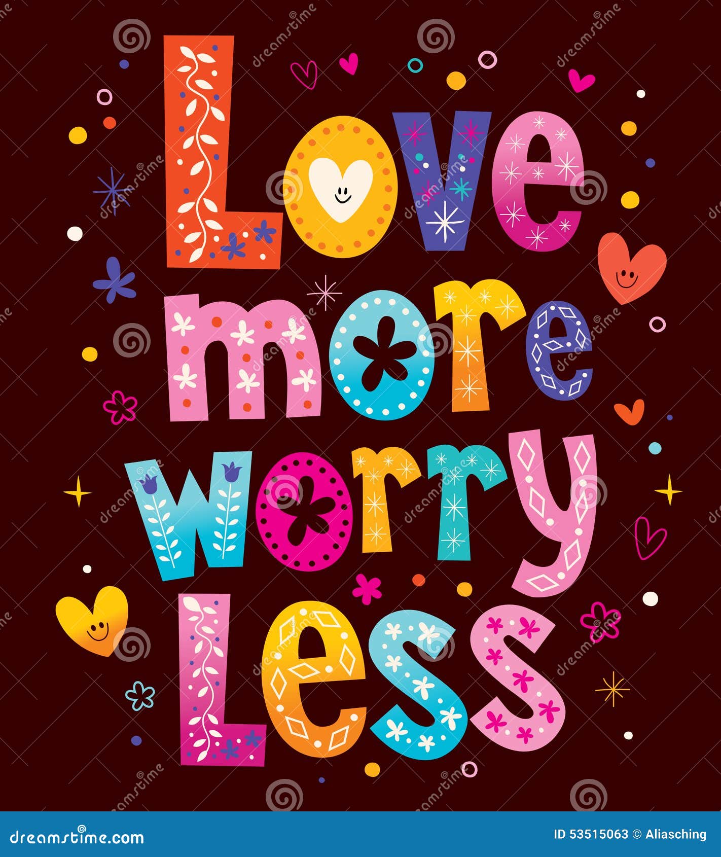 Love more worry less stock vector. Illustration of note - 53515063