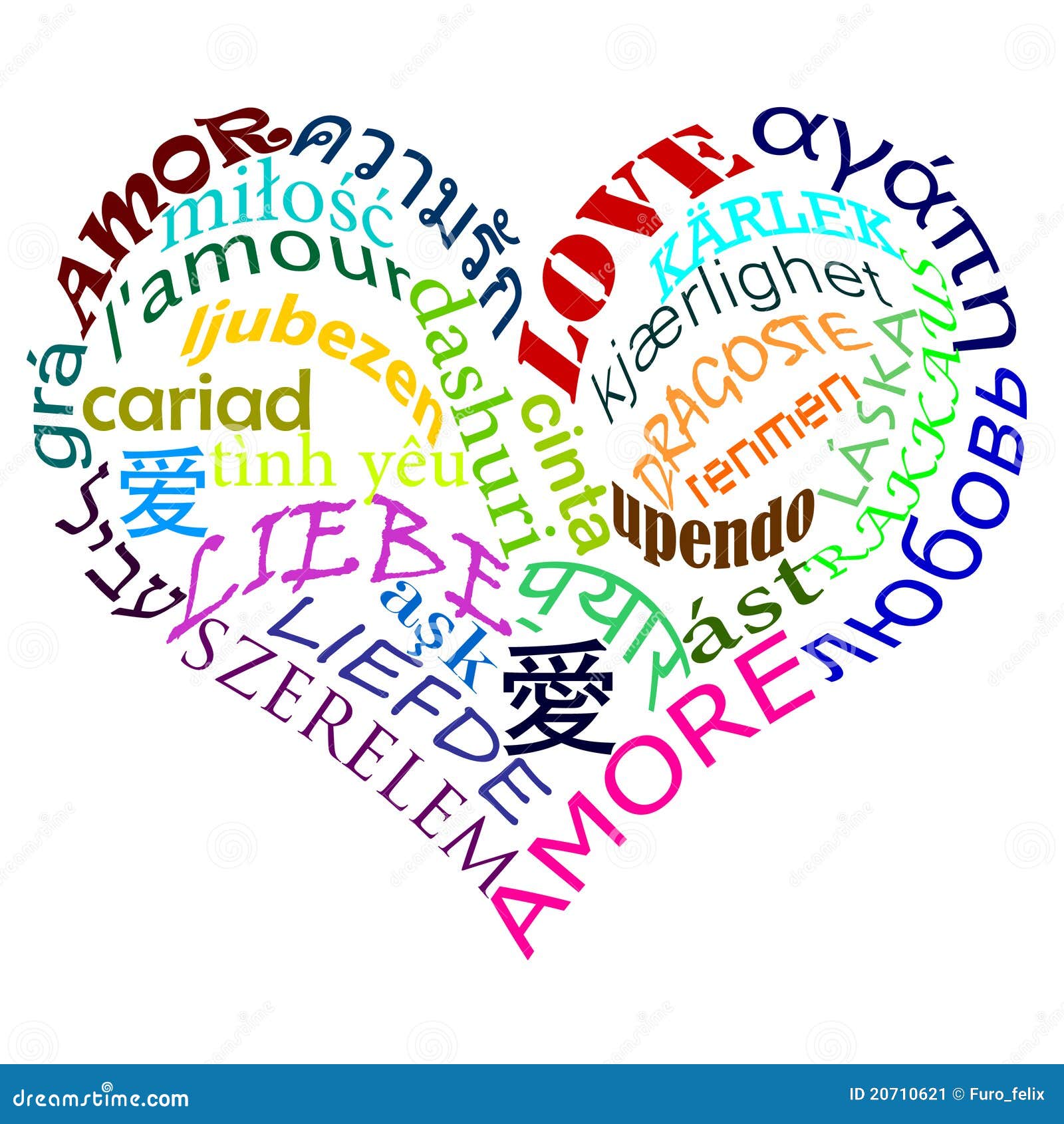 Love Multilanguage Multicolor Stock Illustration - Illustration of ...