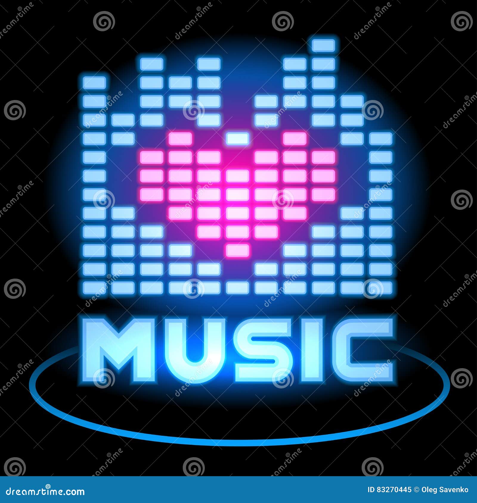 Love Music Blue Neon Equalizer. Vector Design Icon Stock Vector ...