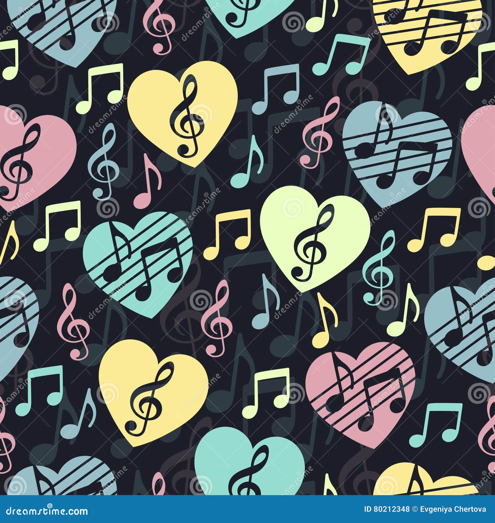 Love for Music, Musical Abstract Vector Background, Seamless Pattern ...