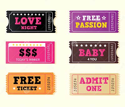 Love night tickets stock vector. Illustration of elements - 10288999
